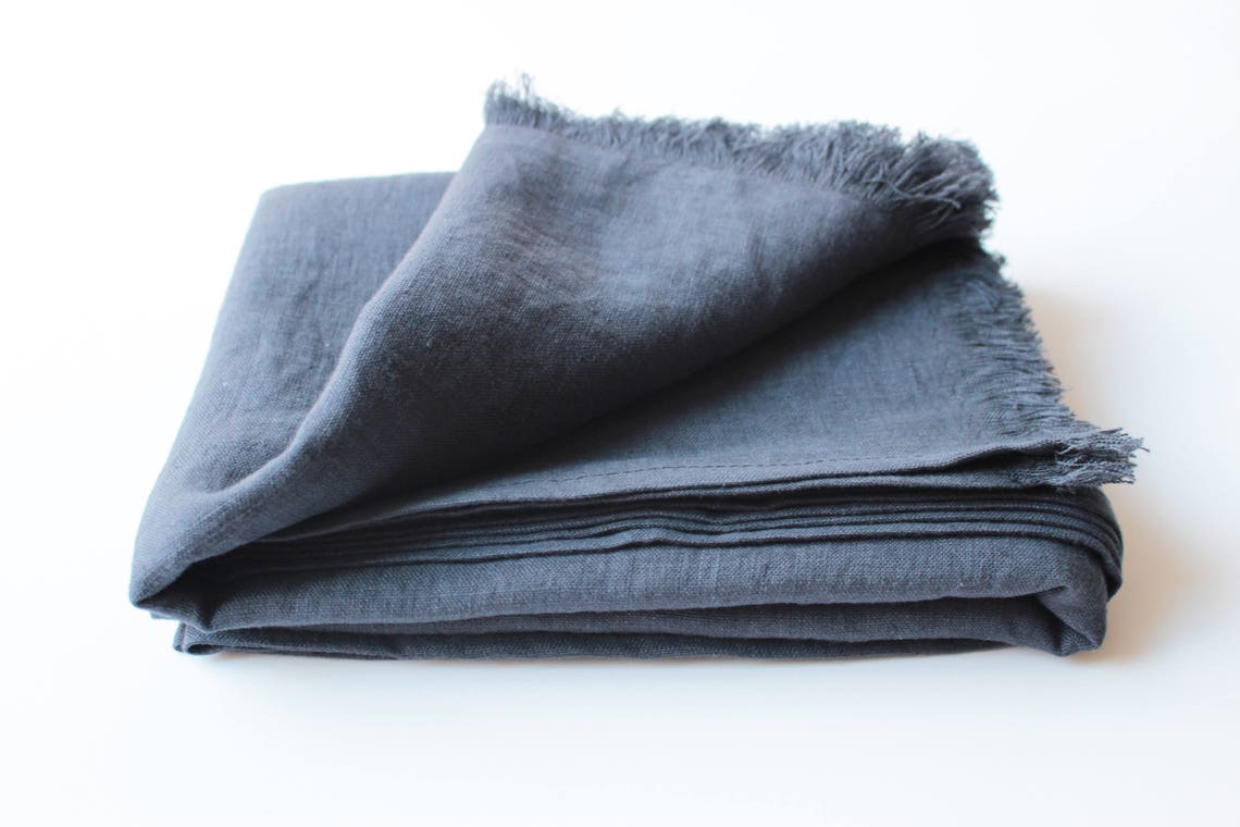 Softened Linen Throw Linen Throw Blanket Charcoal Throw - Etsy