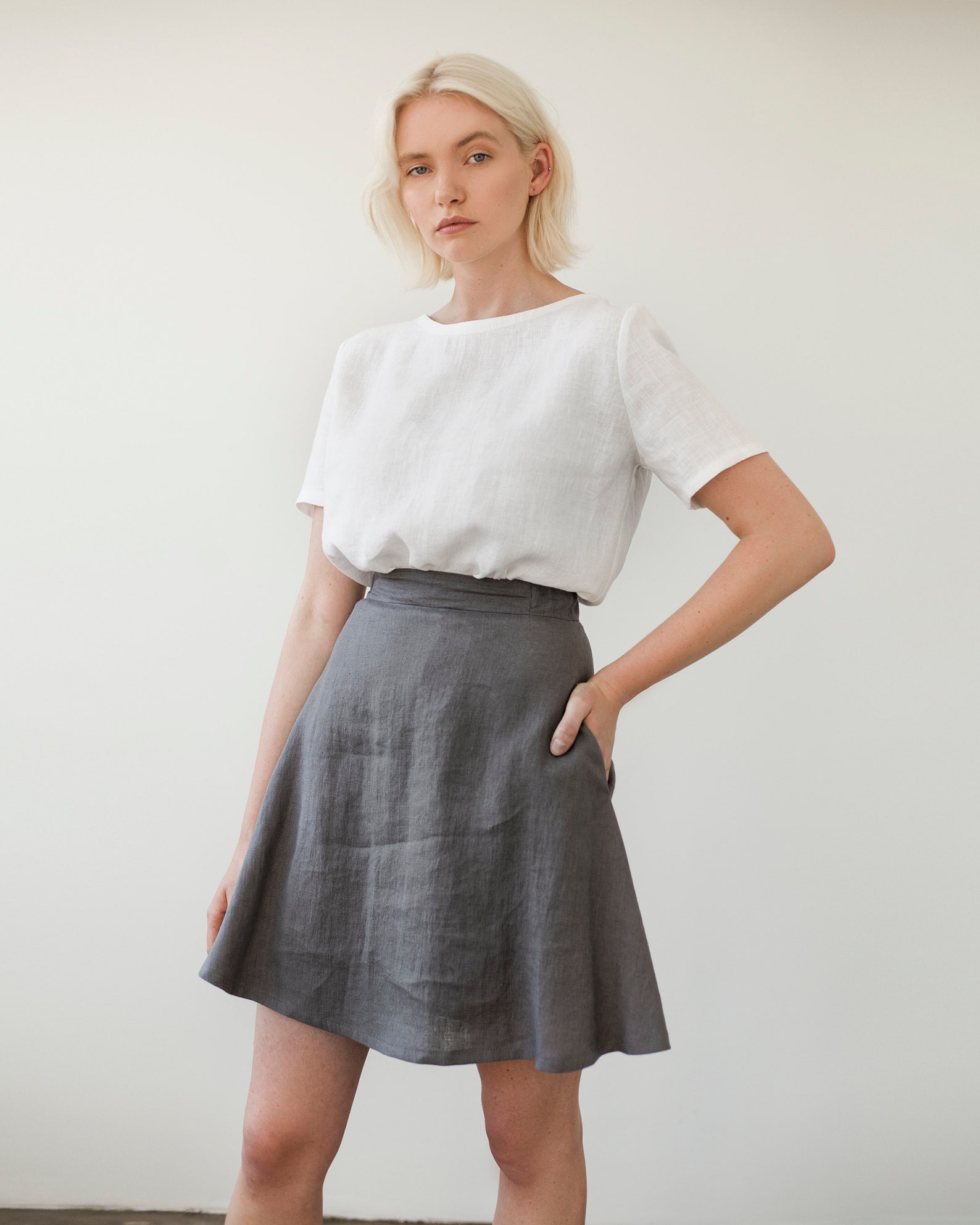 Linen Mini Skirt ADELLE A Line Linen Skirt Short Skirt From - Etsy UK