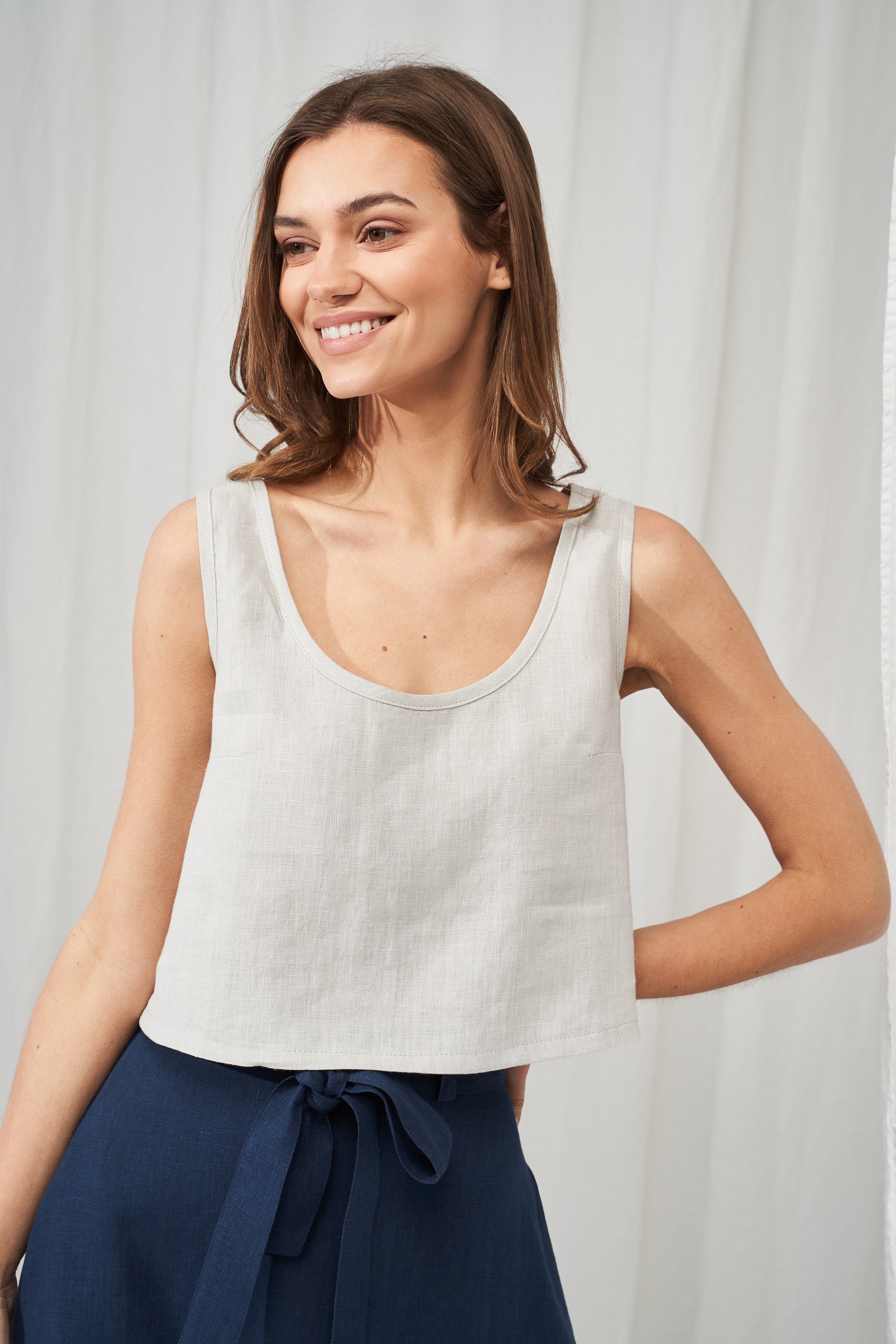 Linen Crop Top STELLA Linen Tank Top Linen Sleeveless Top - Etsy