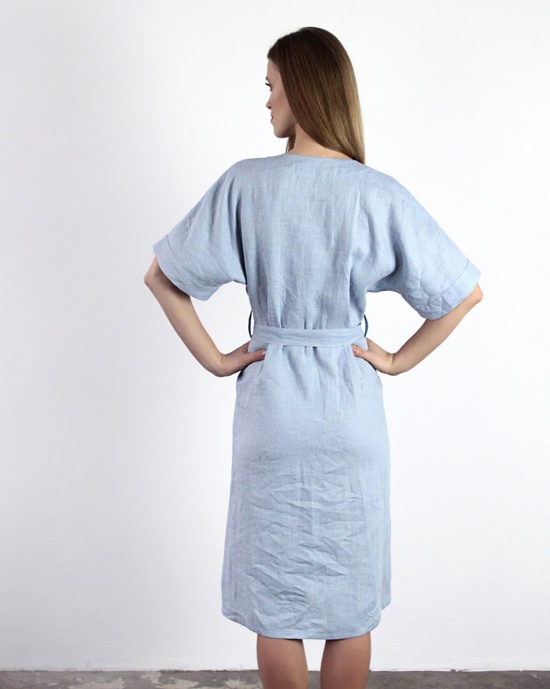 Linen Robe Dress HARPER Linen Midi Dress Softened Linen | Etsy