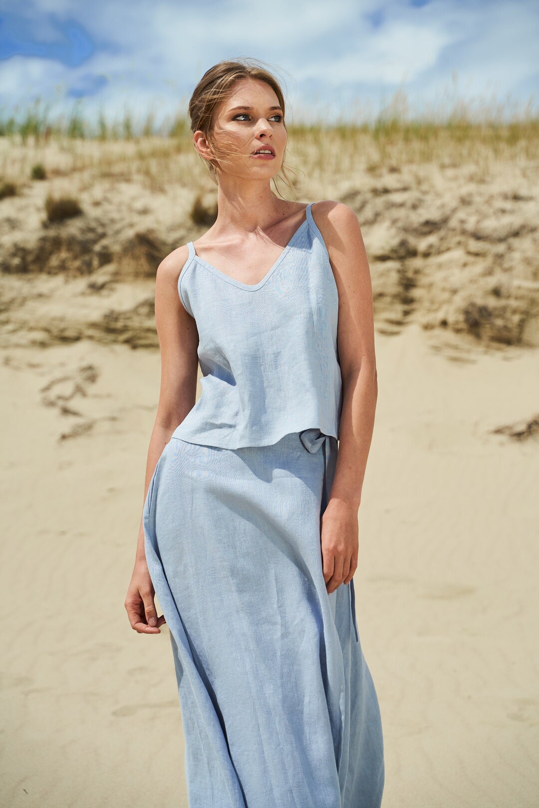 Linen Crop Top IVY, Linen Tank, White Linen Tank Top, Spaghetti Strap ...