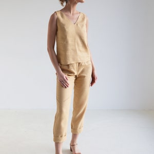 V Neck Linen Top CARRIE, Sleeveless Summer Blouse, Linen Tank Top ...
