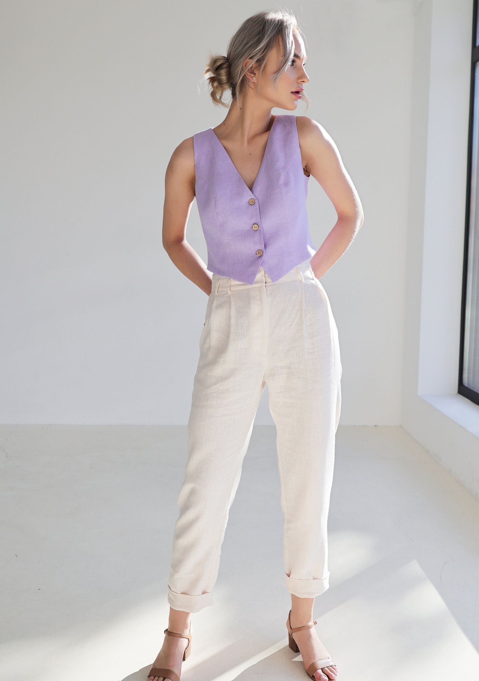 Linen Vest Top KELSEY Linen Tank Top Linen Sleeveless Top - Etsy