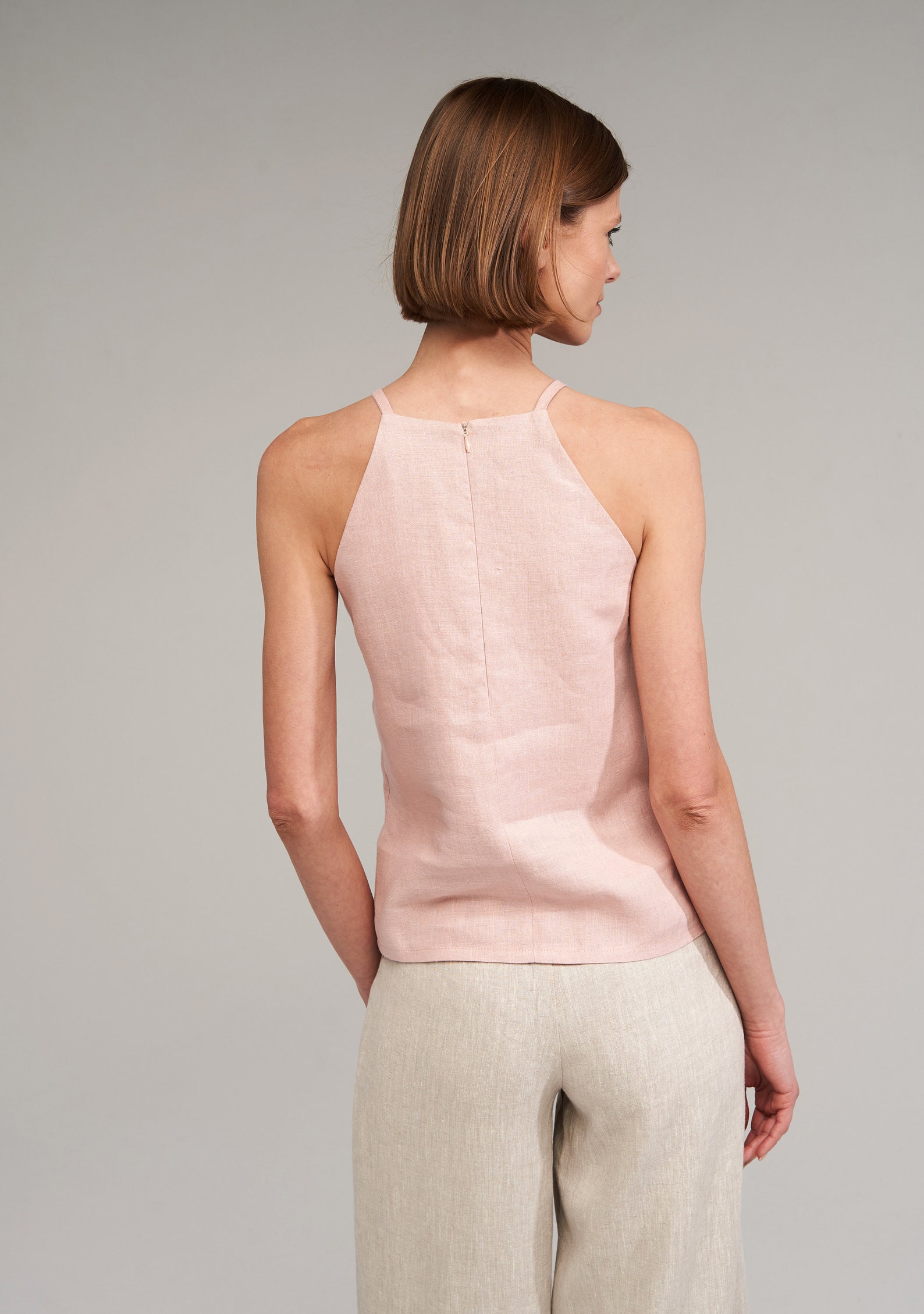 Linen Strap Top KAYLA Halter Neck Linen Top Double Linen - Etsy