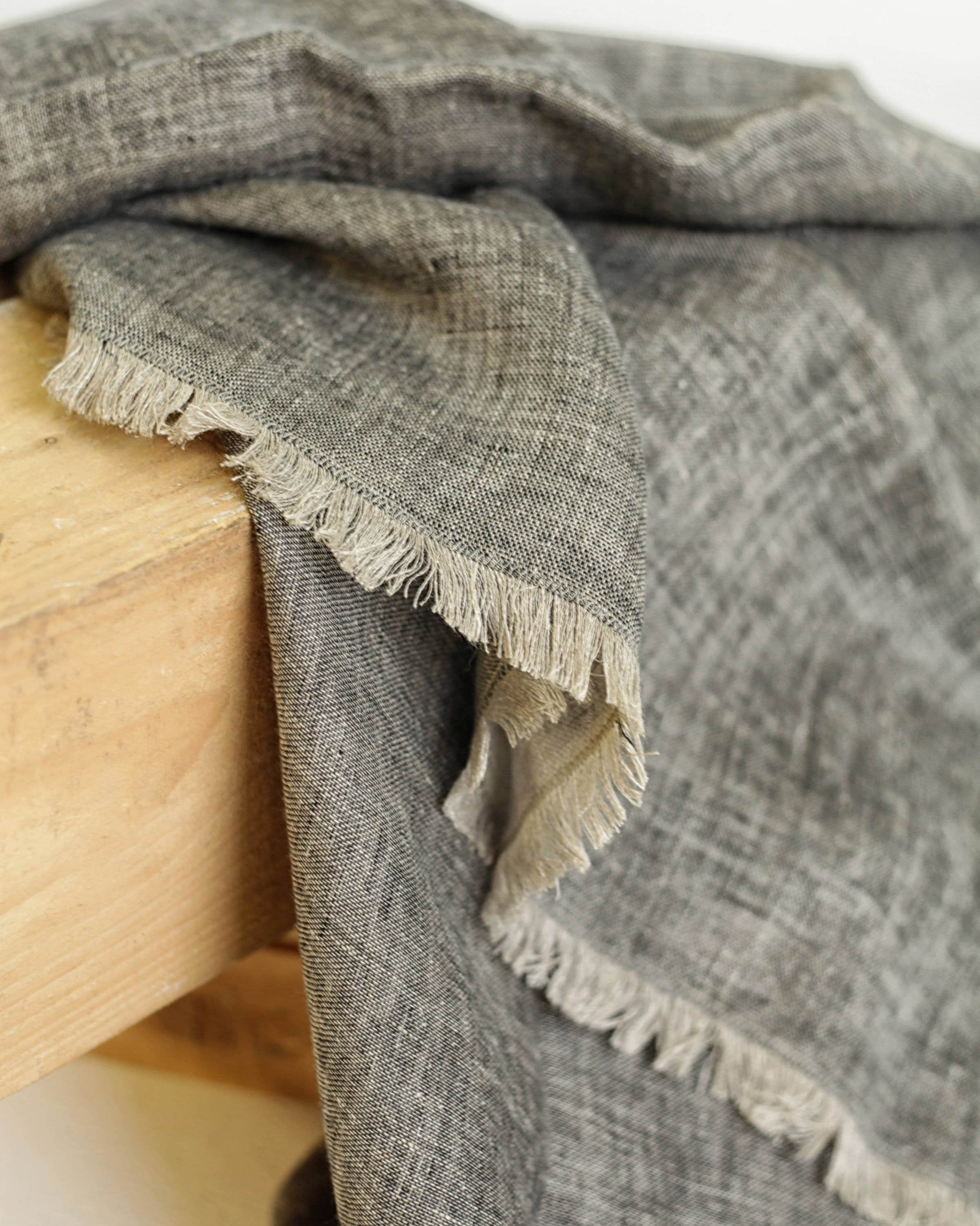 Black Softened Linen Throw Linen Throw Blanket Grey Throw - Etsy