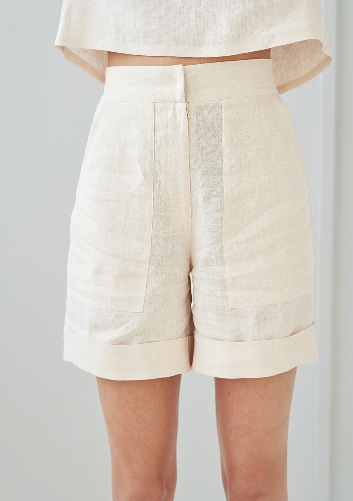 High waisted linen shorts ASPEN Linen shorts for woman 90s | Etsy