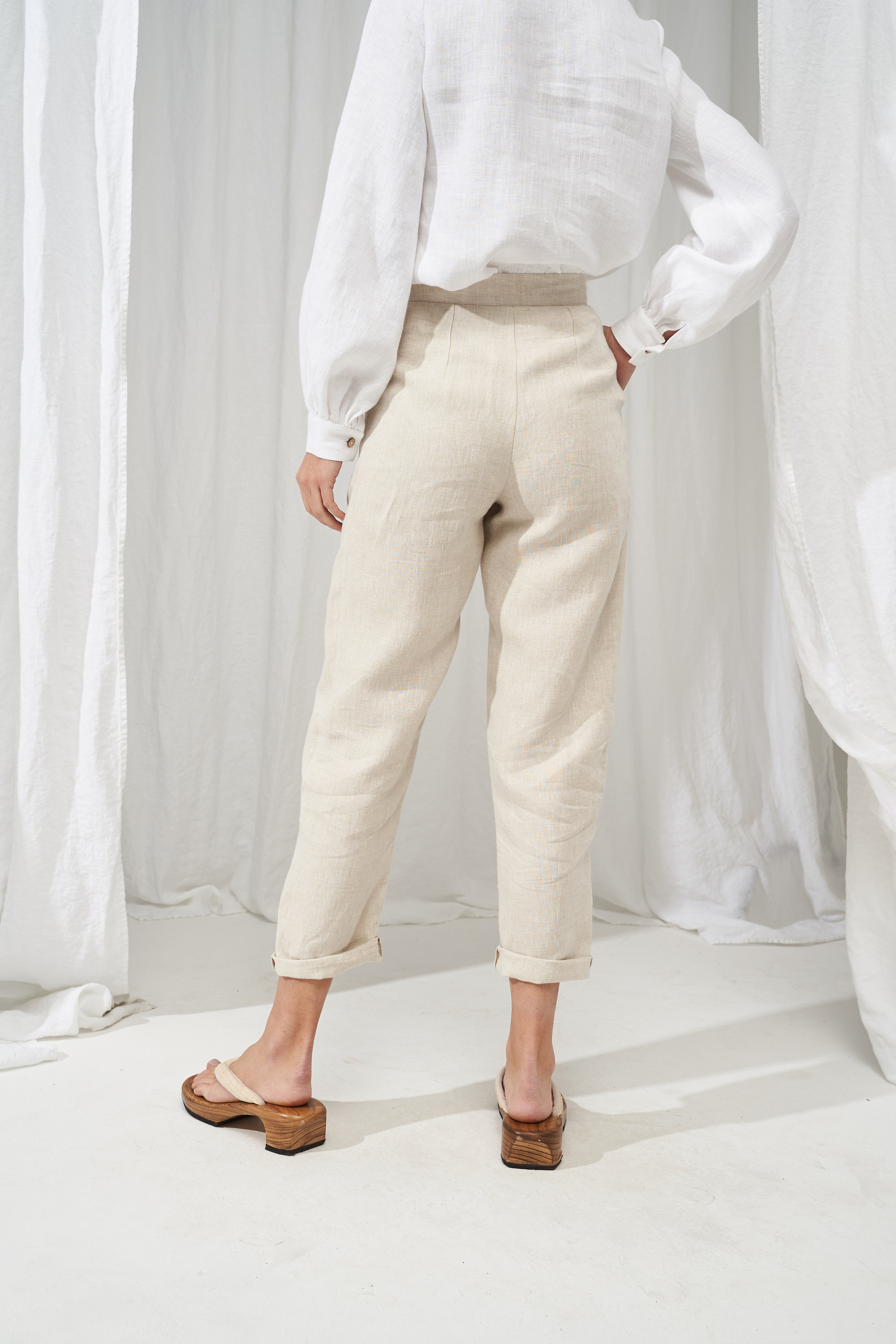 High Waisted Linen Pants DELANEY Tapered Linen Pants Linen | Etsy