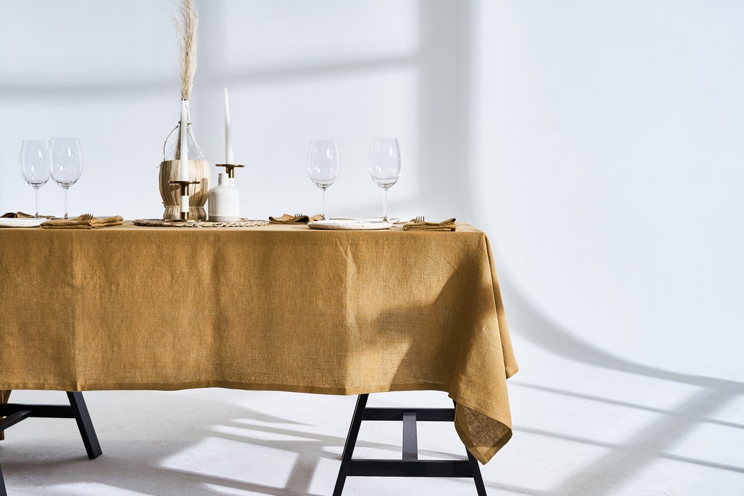 Softened Linen Tablecloth: Handmade With Mitered Corners - Etsy