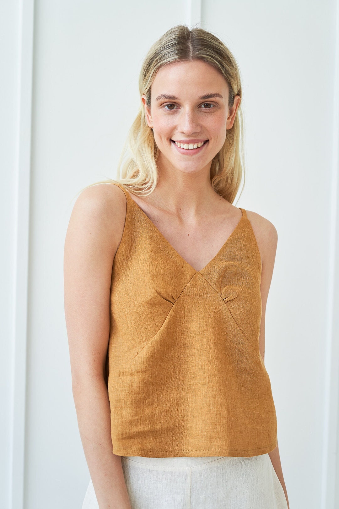 Linen Strap Top VIOLA, Linen Tank Top, Linen Sleeveless Top, Handmade ...