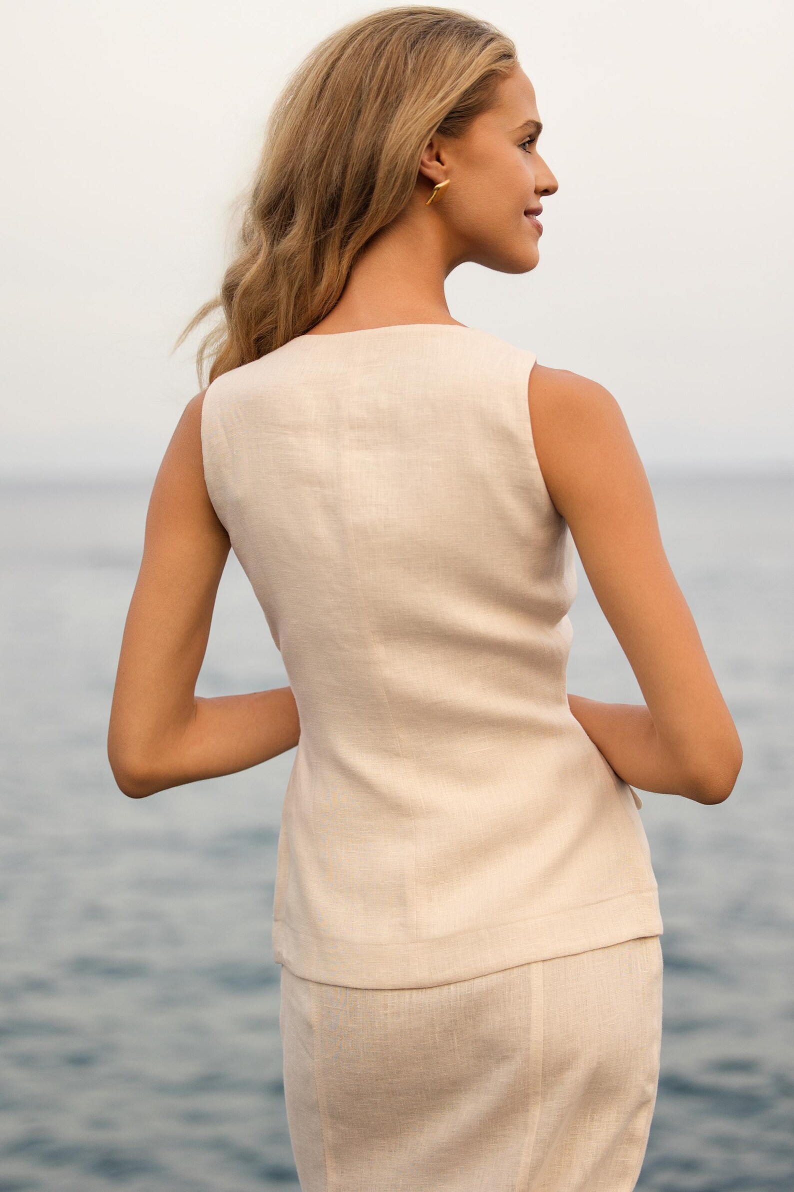Linen Vest EVELYN: Longline Sleeveless Waistcoat With Pockets - Etsy