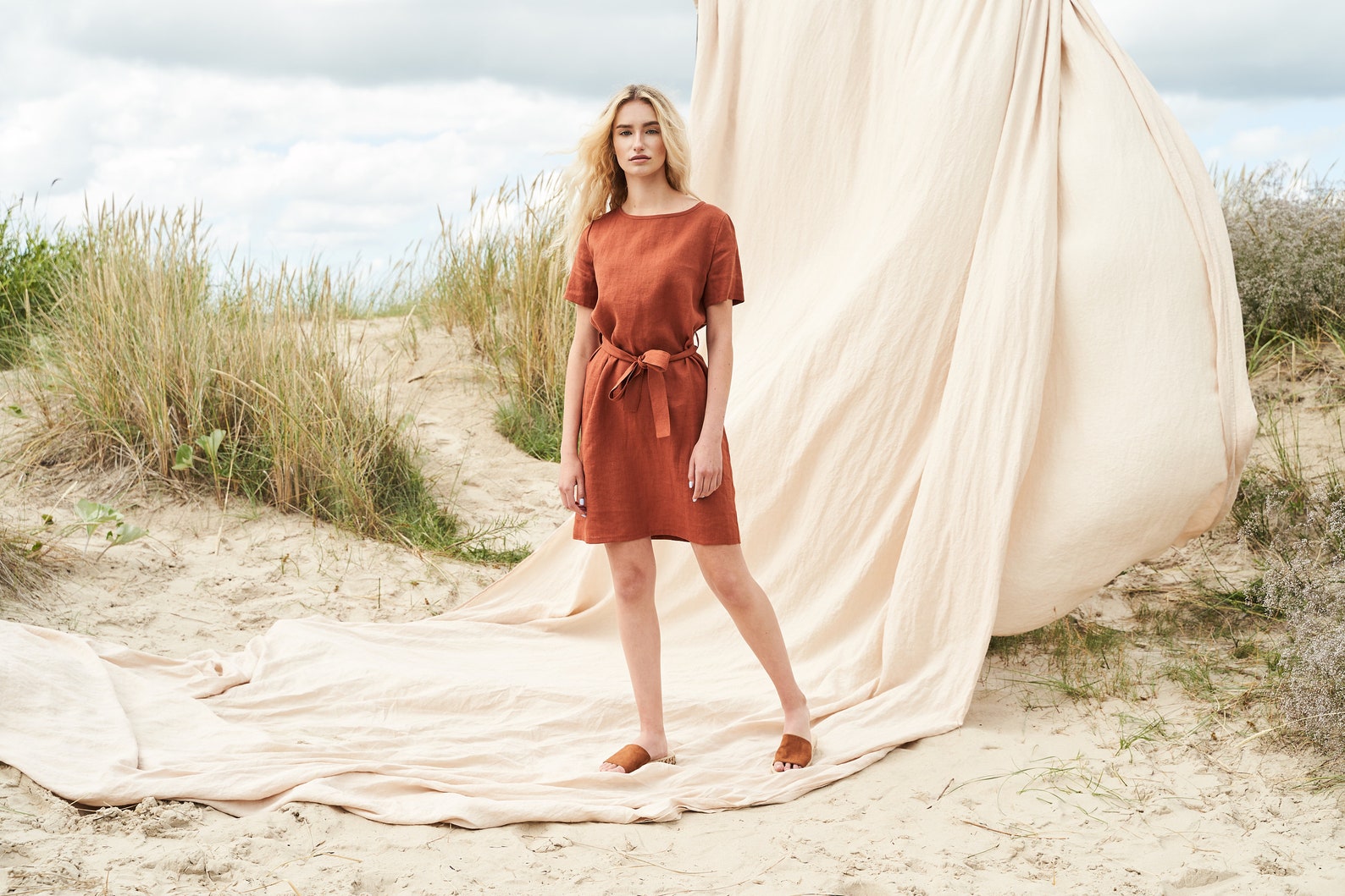 Simple Linen Dress NORA Linen Shift Dress With Belt Short - Etsy