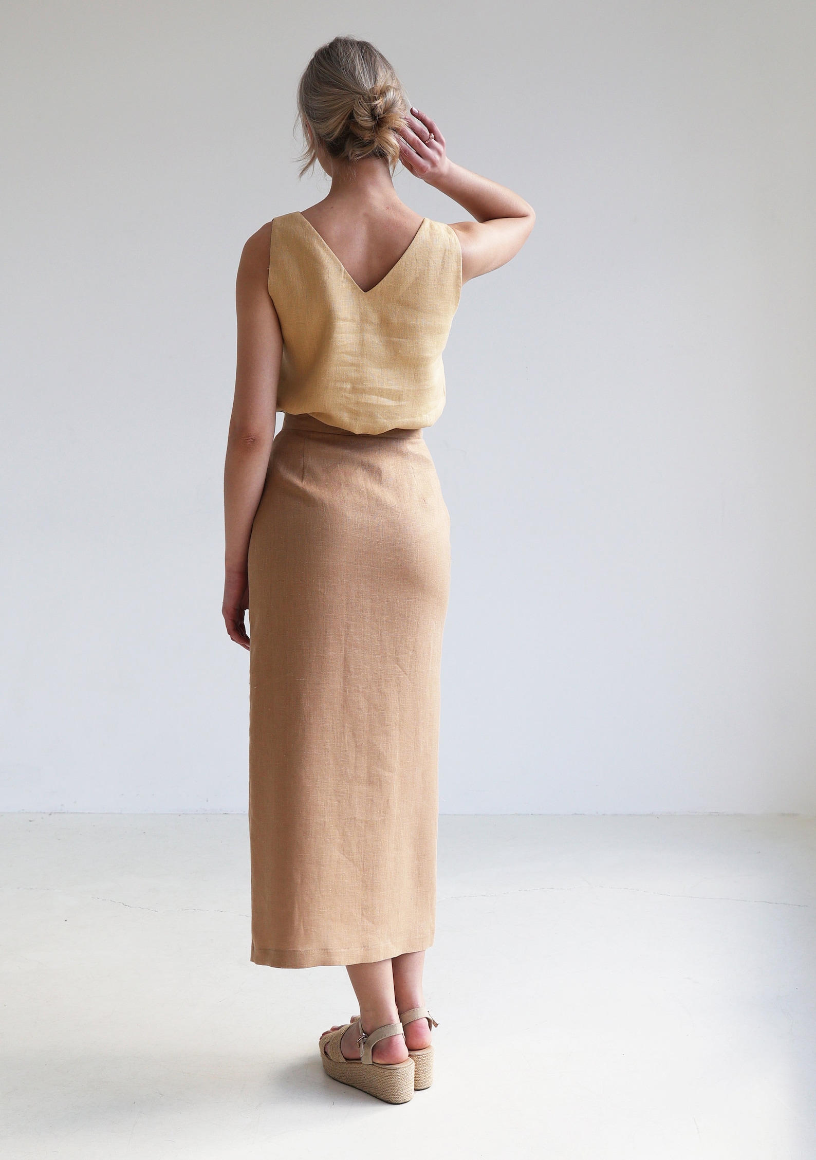 V Neck Linen Top CARRIE, Sleeveless Summer Blouse, Linen Tank Top ...