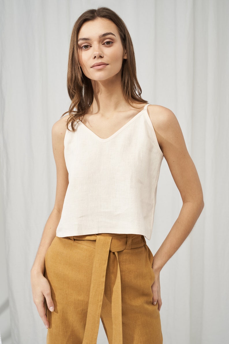 Linen Crop Top IVY Linen Tank White Linen Tank Top | Etsy