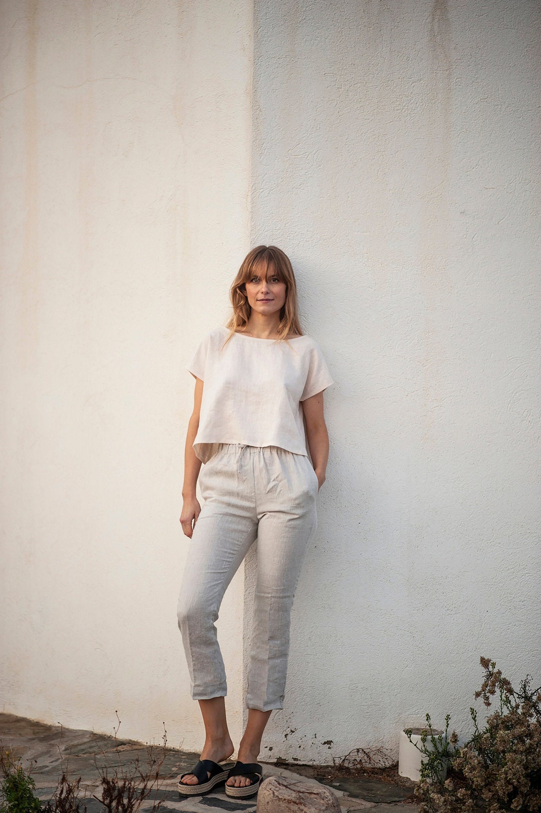 Linen Crop Top BERLIN, Linen Crop Top, Loose Linen Blouse Custom Color ...