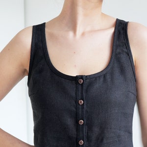 Button Front Linen Top BRIA, Linen Tank Top, Tank Tops for Woman, Linen ...