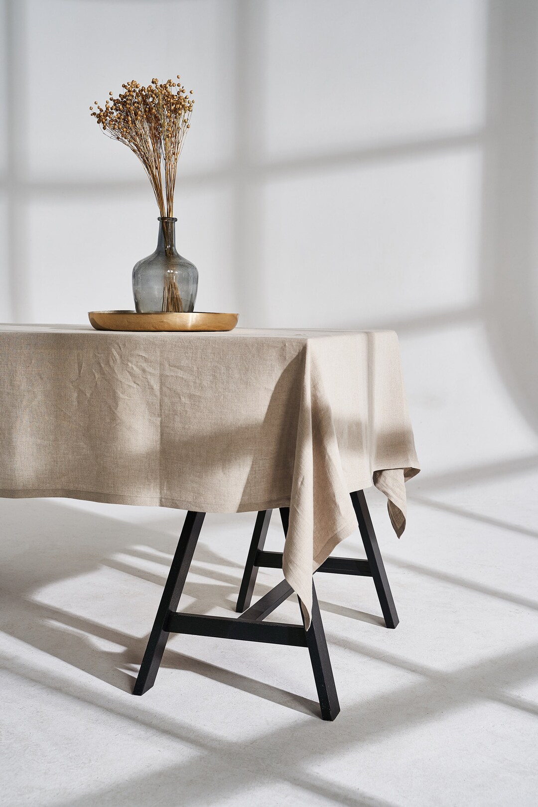 Linen Tablecloth With Mitered Corners, Softened Linen Table Cover ...
