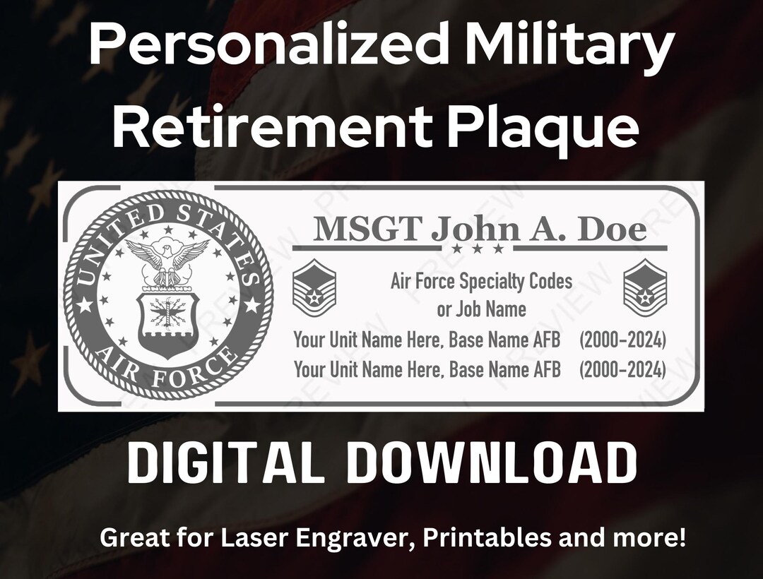 Personalized Military Retirement Departing Plaque - Digital File - Etsy