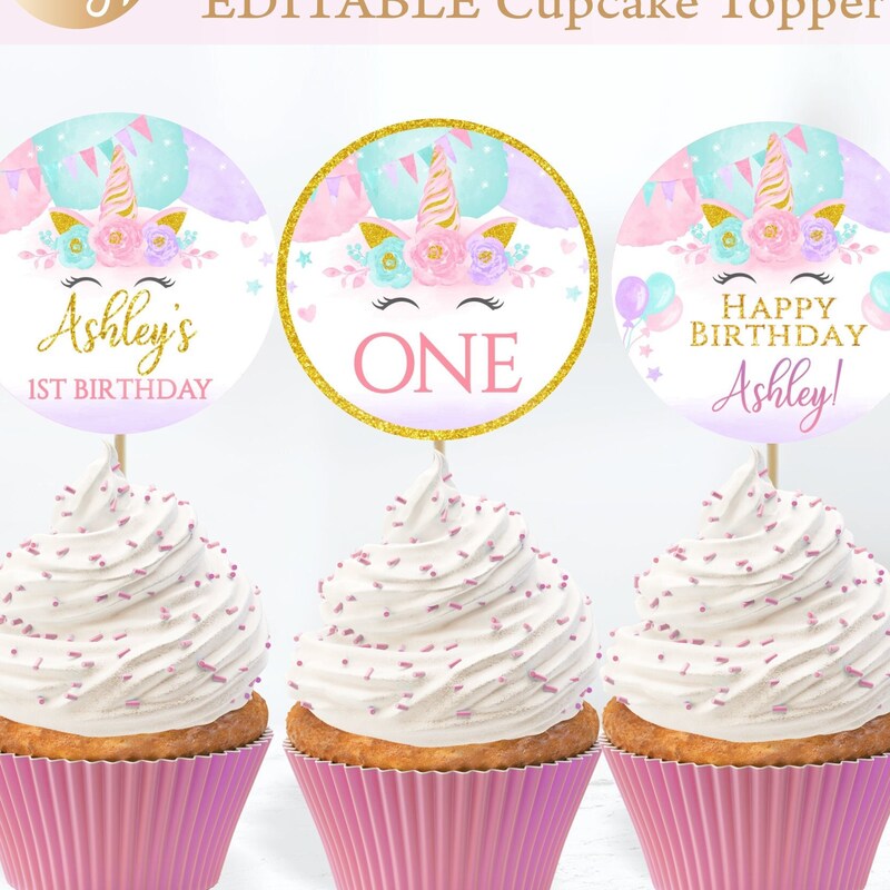 Unicorn Cupcake Toppers - Etsy