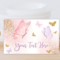 Editable Food Labels, Rainbow Butterfly Food Label Card, 1st Birthday ...