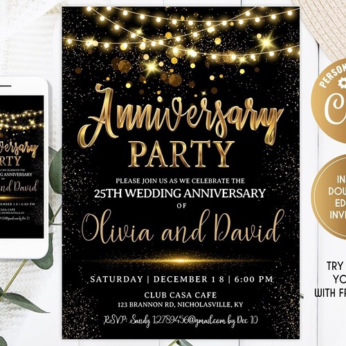 Golden Wedding Anniversary Invitations Anniversary - Etsy