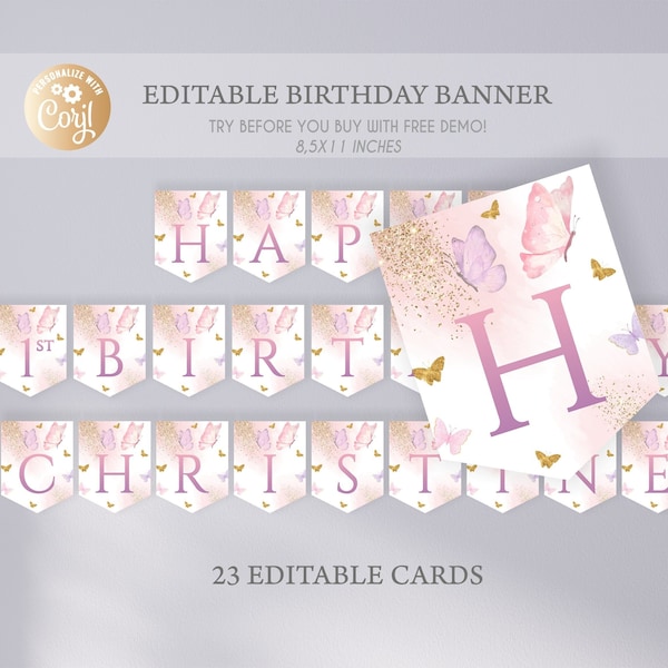 Butterfly Birthday Banner - Etsy