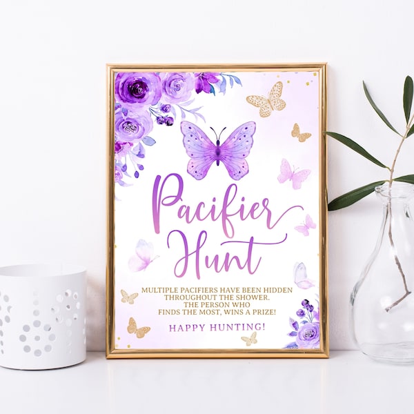 Purple Butterfly Baby Shower Pacifier Hunt - Etsy