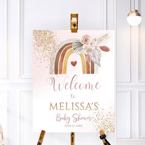 Editable Boho Rainbow Welcome Sign, Boho Baby Shower Sign, Boho Bridal ...