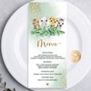 EDITABLE Safari Menu Template, Jungle Animals Printable Menu Card ...