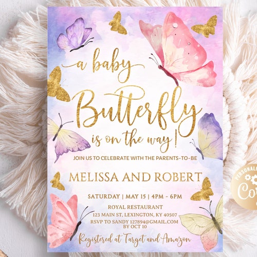 Butterfly Baby Shower Invitation for Girl Little Butterfly - Etsy