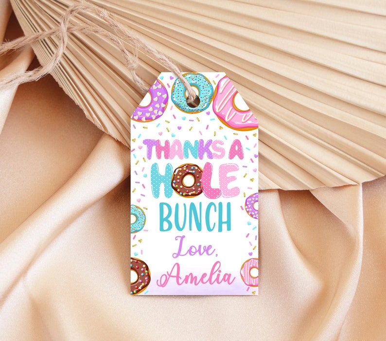 Editable Donut Birthday Favor Tags Party Favors Tag Donut - Etsy