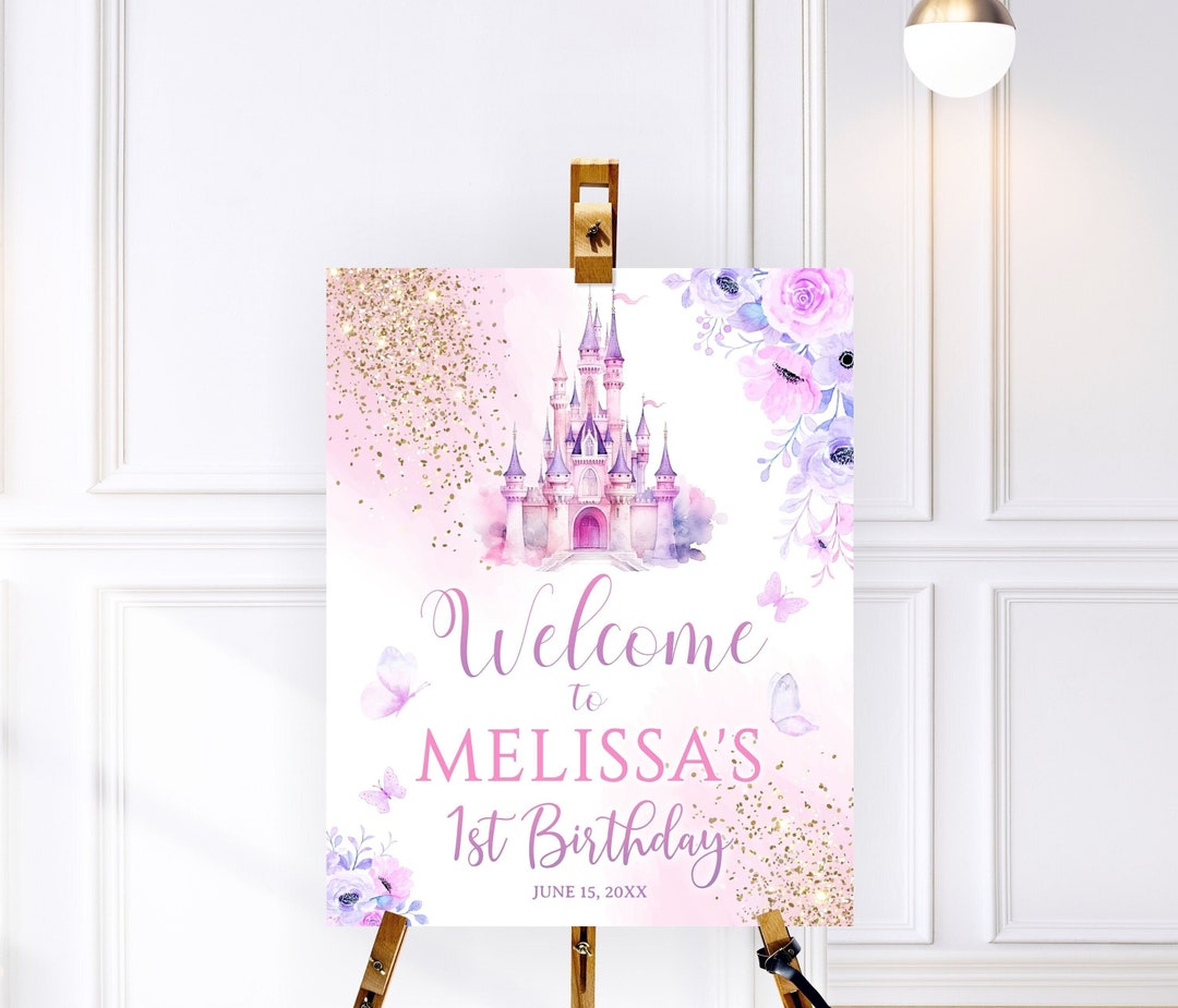 Editable Princess Birthday Welcome Sign Girl Printable Girl - Etsy
