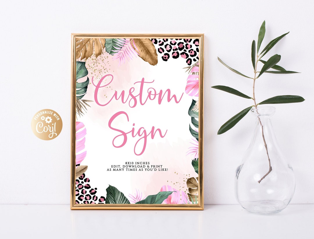 Editable Leopard Custom Sign, Leopard Birthday Decor, Jungle Safari ...