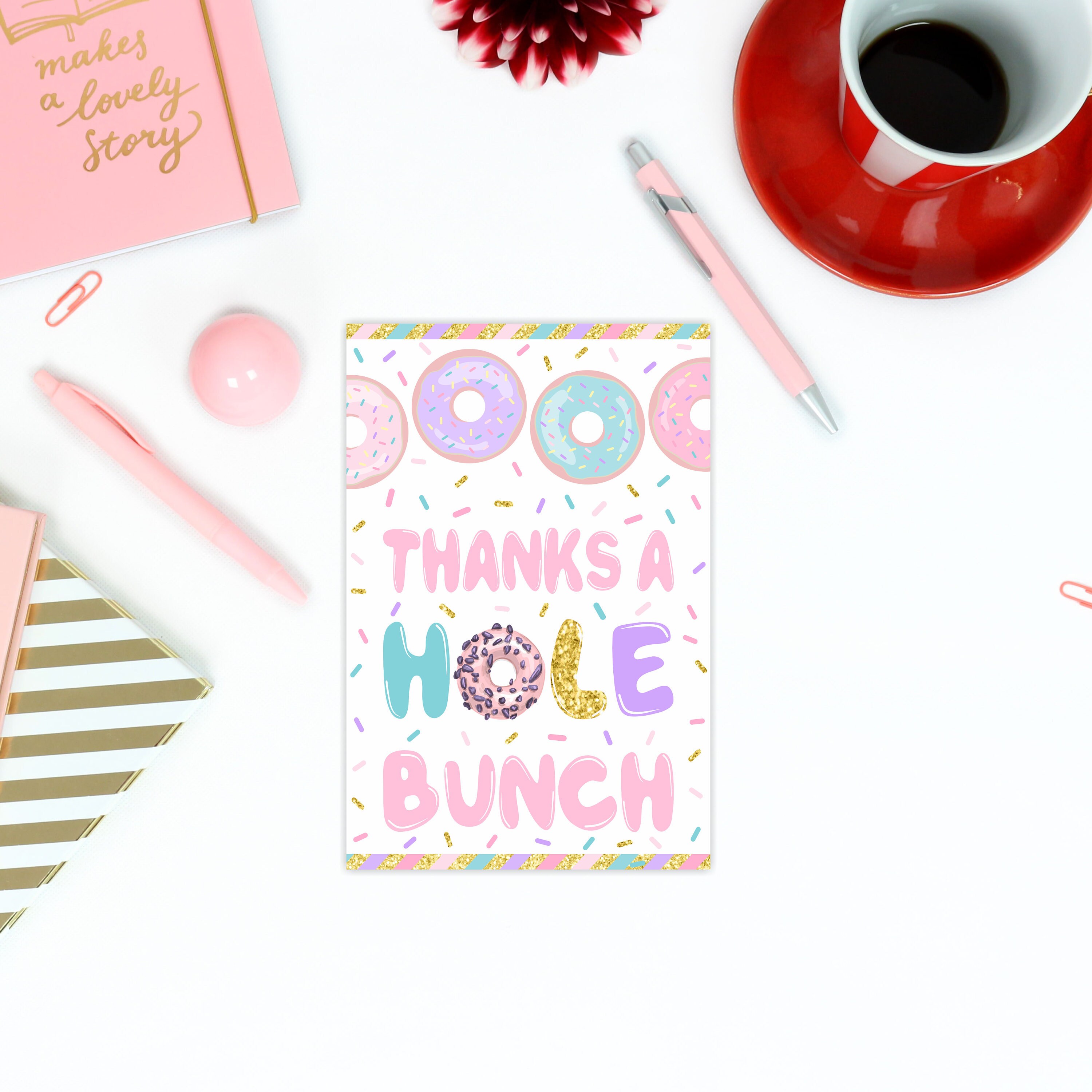Donut Thank You Card, Thank You Card, Donut Party, Instant Download ...