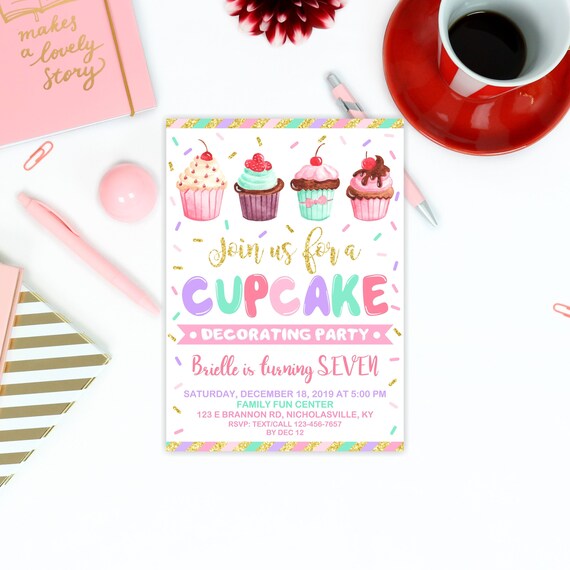 Cupcake Invitation Instant Download Cupcake Decorating | Etsy