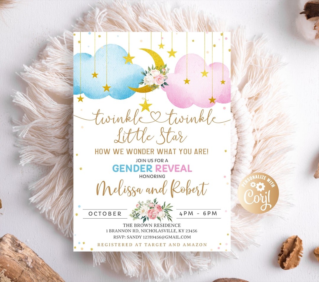 Twinkle Twinkle Little Star Gender Reveal Invitationtwinkle - Etsy
