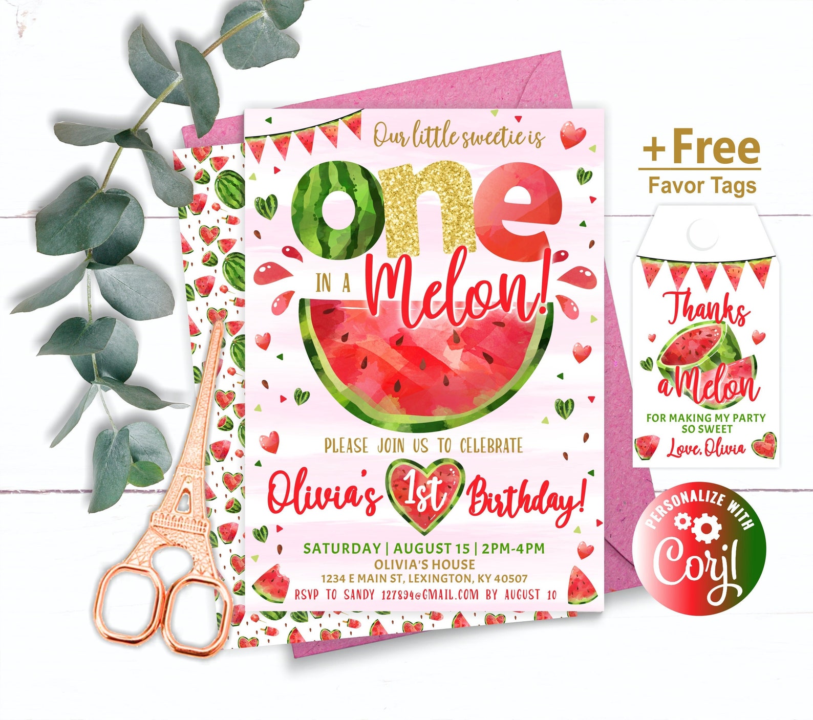 Watermelon 1st Birthday Party Watermelon Birthday Invitation - Etsy