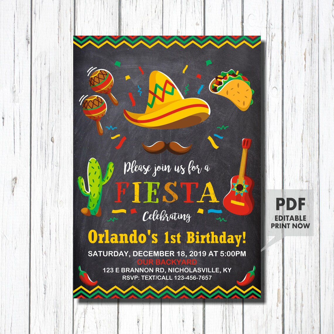 Fiesta Invitation Fiesta Birthday Invitation Mexican Fiesta | Etsy