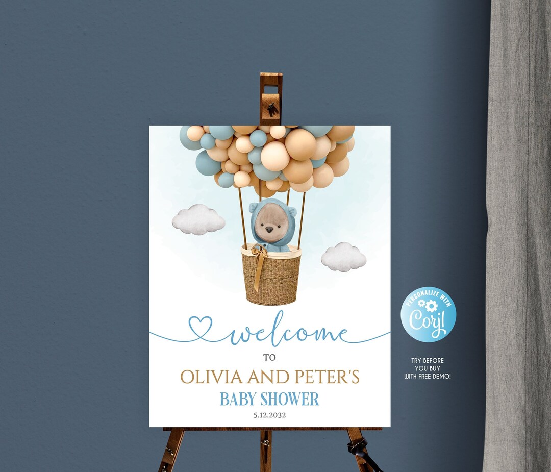 Bear Baby Shower Welcome Sign, Bear Sign, Welcome Baby Shower Poster ...
