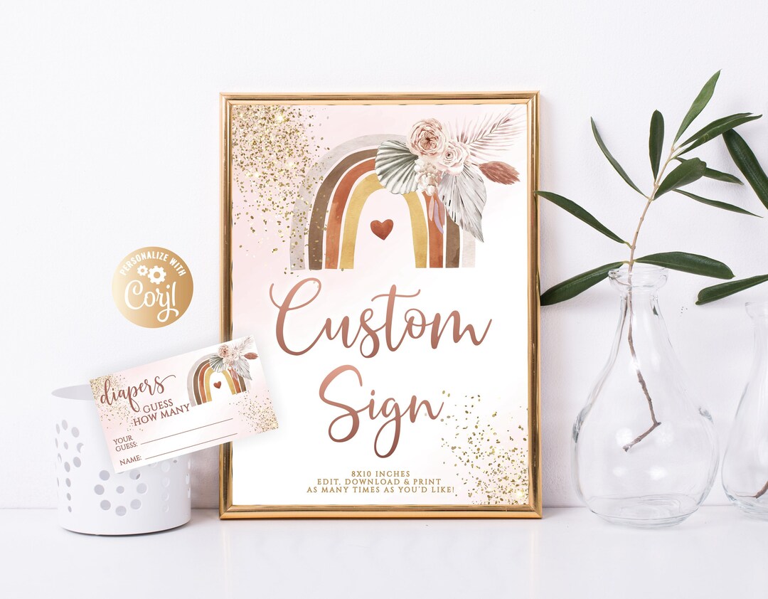 Editable Boho Rainbow Custom Sign, Rainbow Boho Birthday Decor, Boho ...
