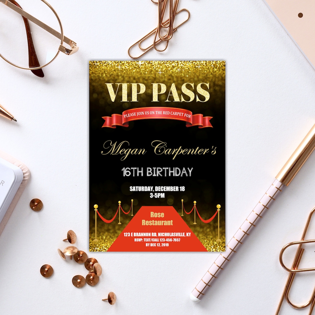 Red Carpet Invitation, Red Carpet Birthday Invitation, Instant Download ...