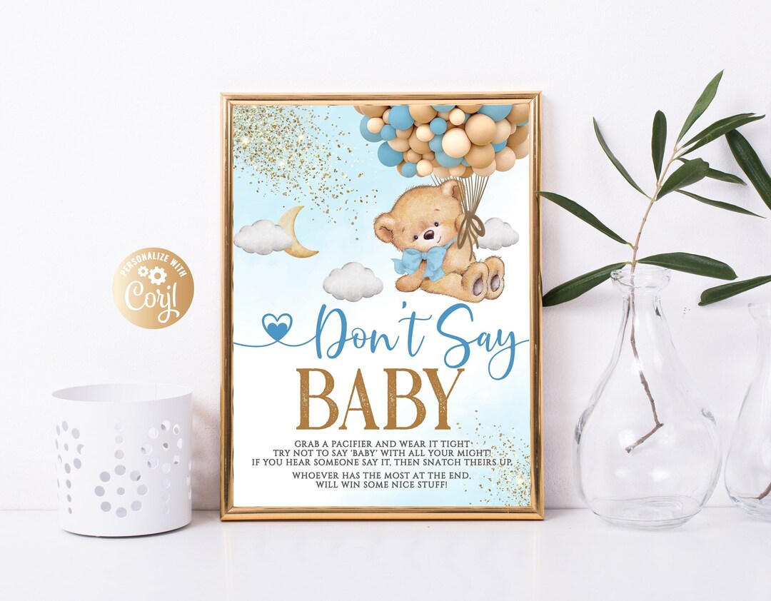 Editable Bear Blue Don't Say Baby Game Sign, Bear Blue Don't Say Baby ...