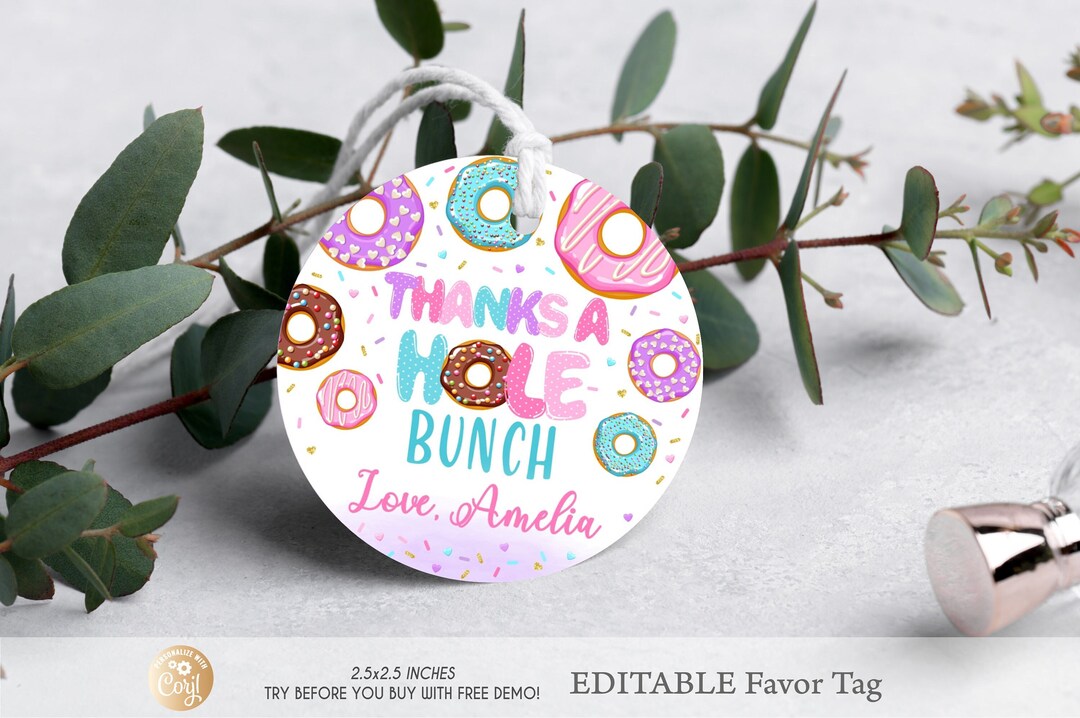 Editable Donut Grow up Favor Tags Circle, Donut Gift Tags Circle, Donut ...