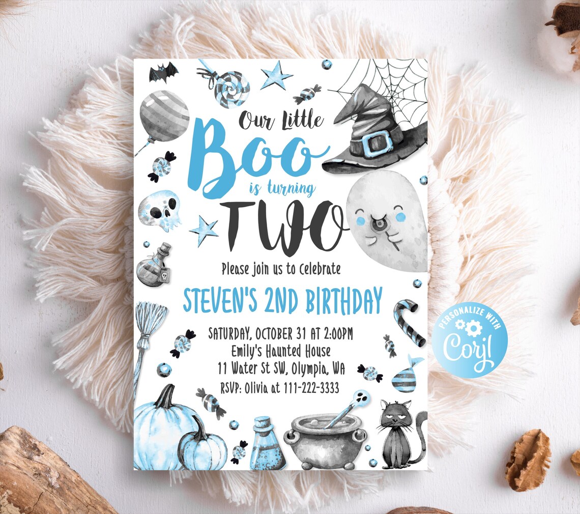 Editable Our Little Boo Birthday Party Invitation Boy Blu - Etsy