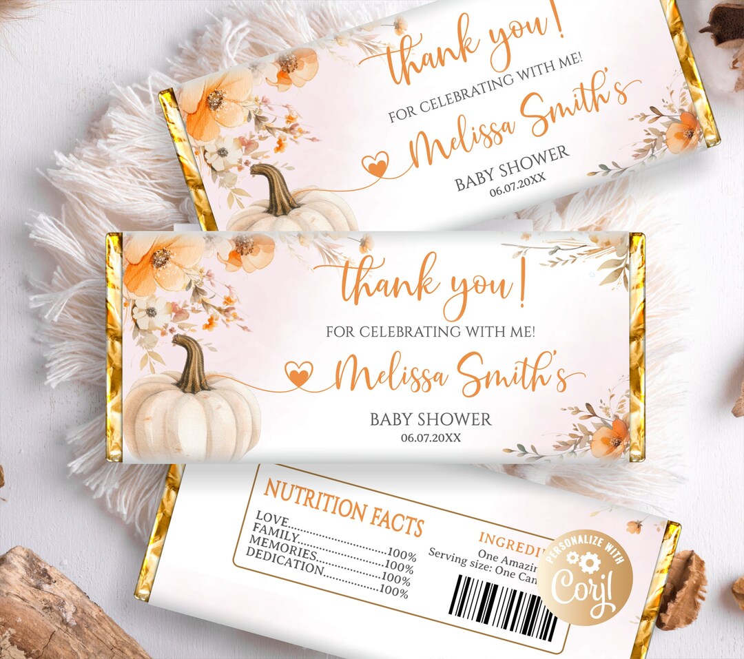 Editable Pumpkin Boho Chocolate Wrapper, Pumpkin Boho Birthday Fall ...
