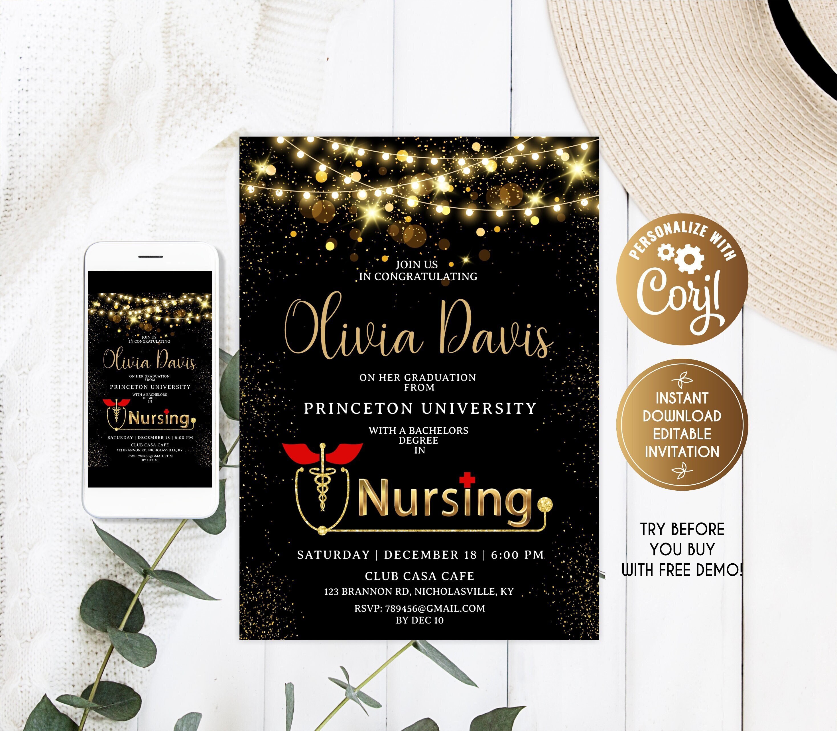 Nursing Graduation Invitations, Nursing Graduation Party Invitation ...