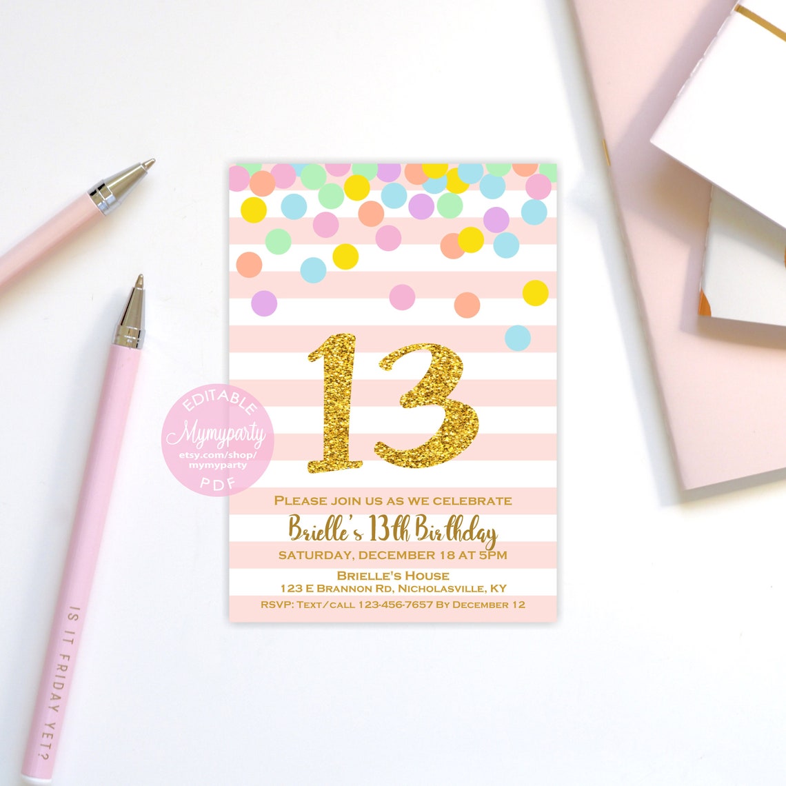 13th Birthday Invitations for Girls 13th Birthday Party - Etsy