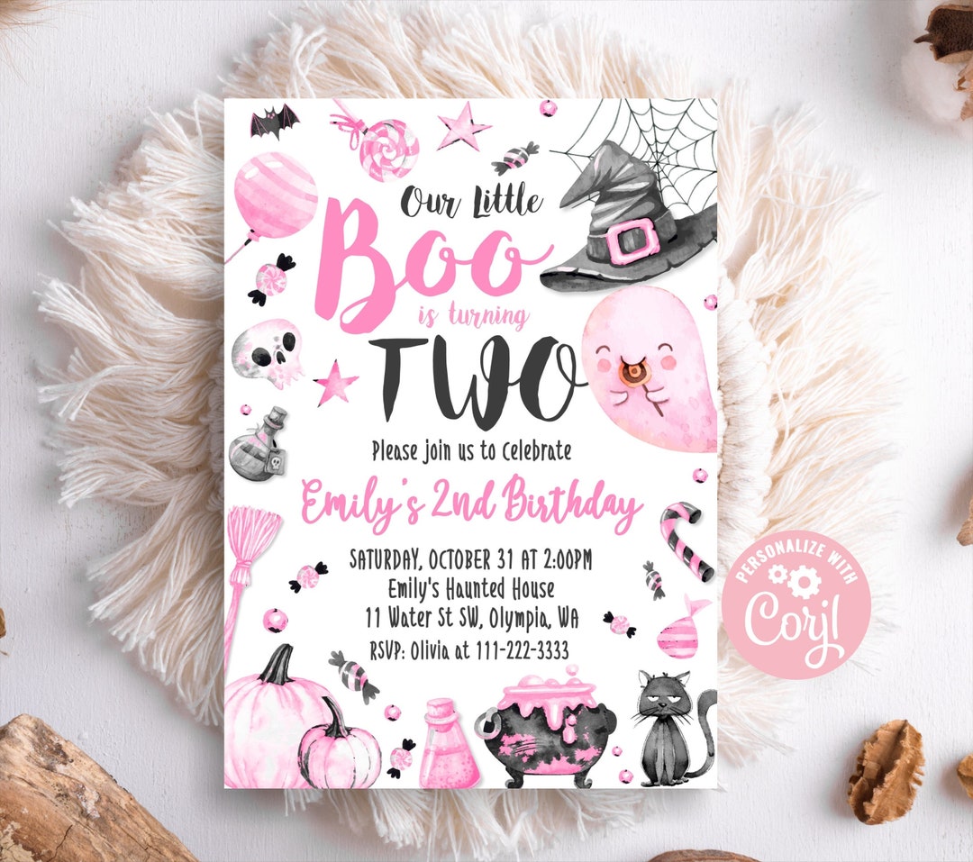 Editable Our Little Boo Birthday Party Invitation, Halloween 2nd ...