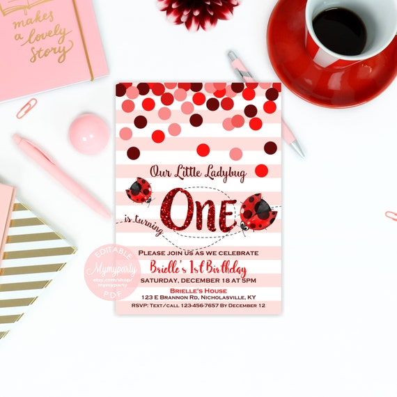 Ladybug Birthday Invitation Ladybug Birthday Ladybug | Etsy