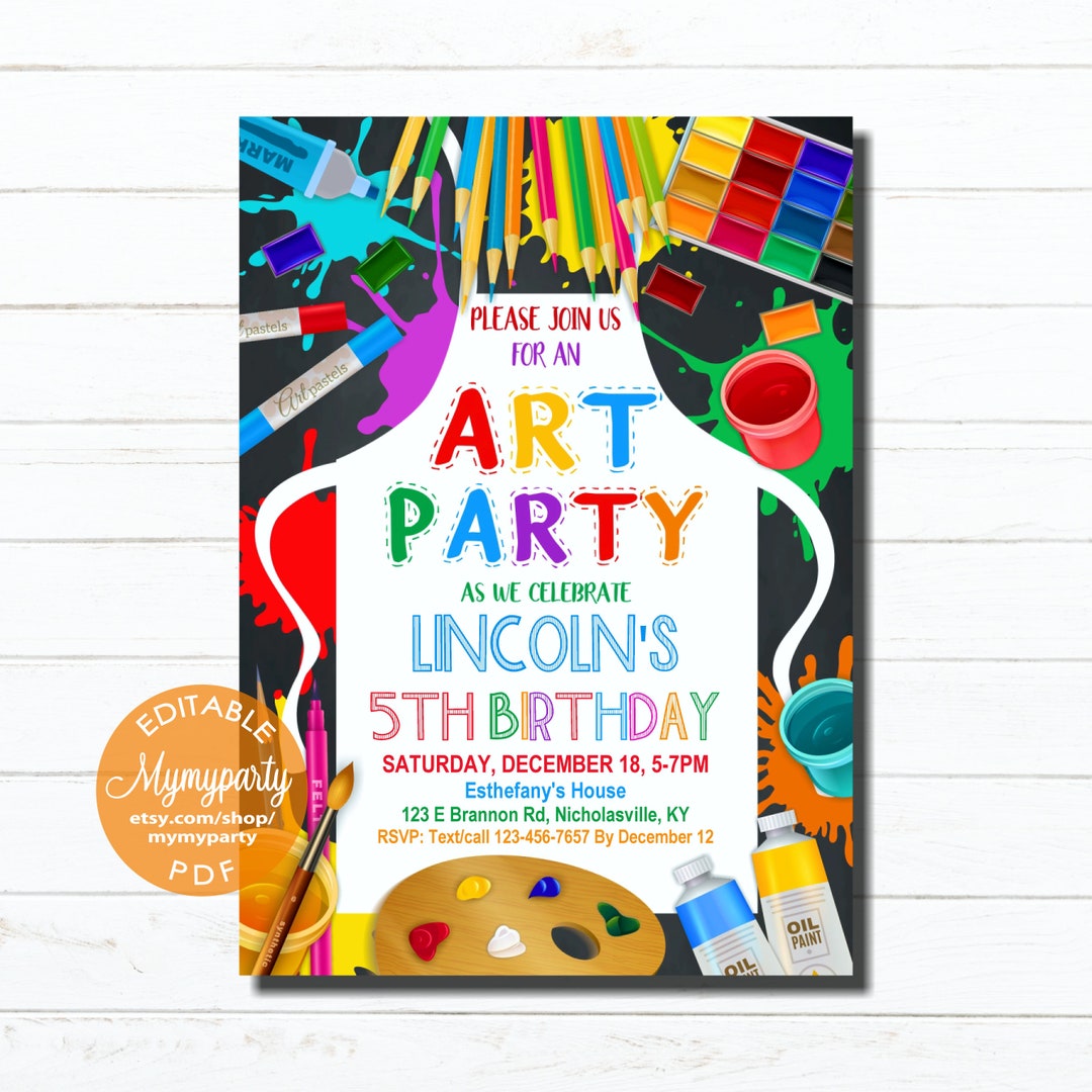Art Invitation, Art Party Invitation, Art Party, Art Birthday Party ...