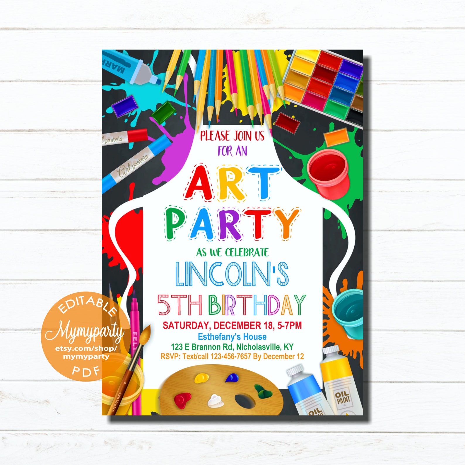 Art Invitation Art Party Invitation Art Party Art Birthday | Etsy